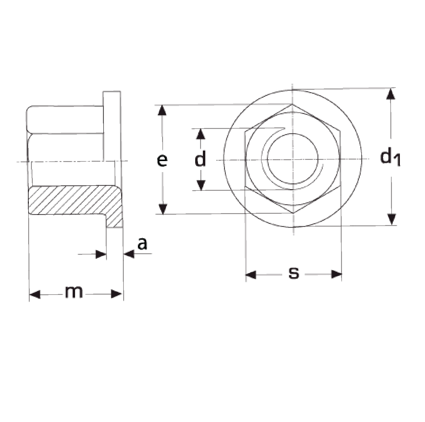 Hexagon, Nuts with collar (m=1,5d) – DIN 6331 – Srishaa Machined ...